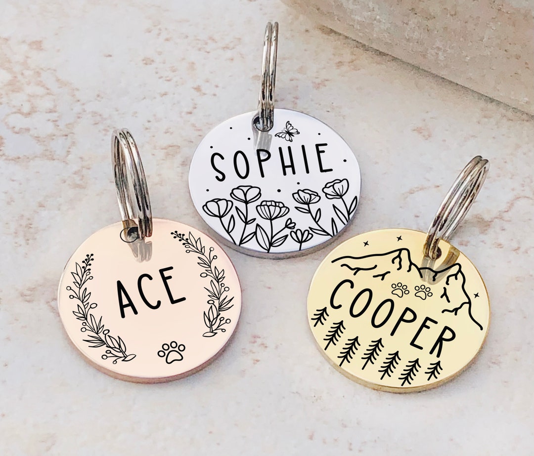 Pet Tag Personalized Engraved Dog Cat Name Tag Collar ID Tag - Etsy