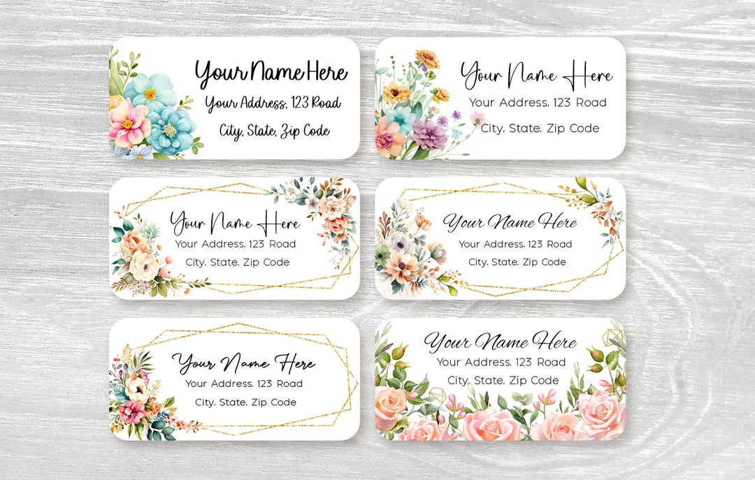 Set of 48 Personalized Floral Flowers Wildflowers Rose Pink Wedding ...