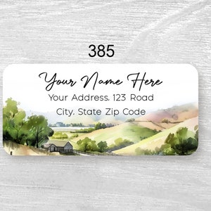 Personalized Watercolor Countryside Landscape Trees Mountain ...