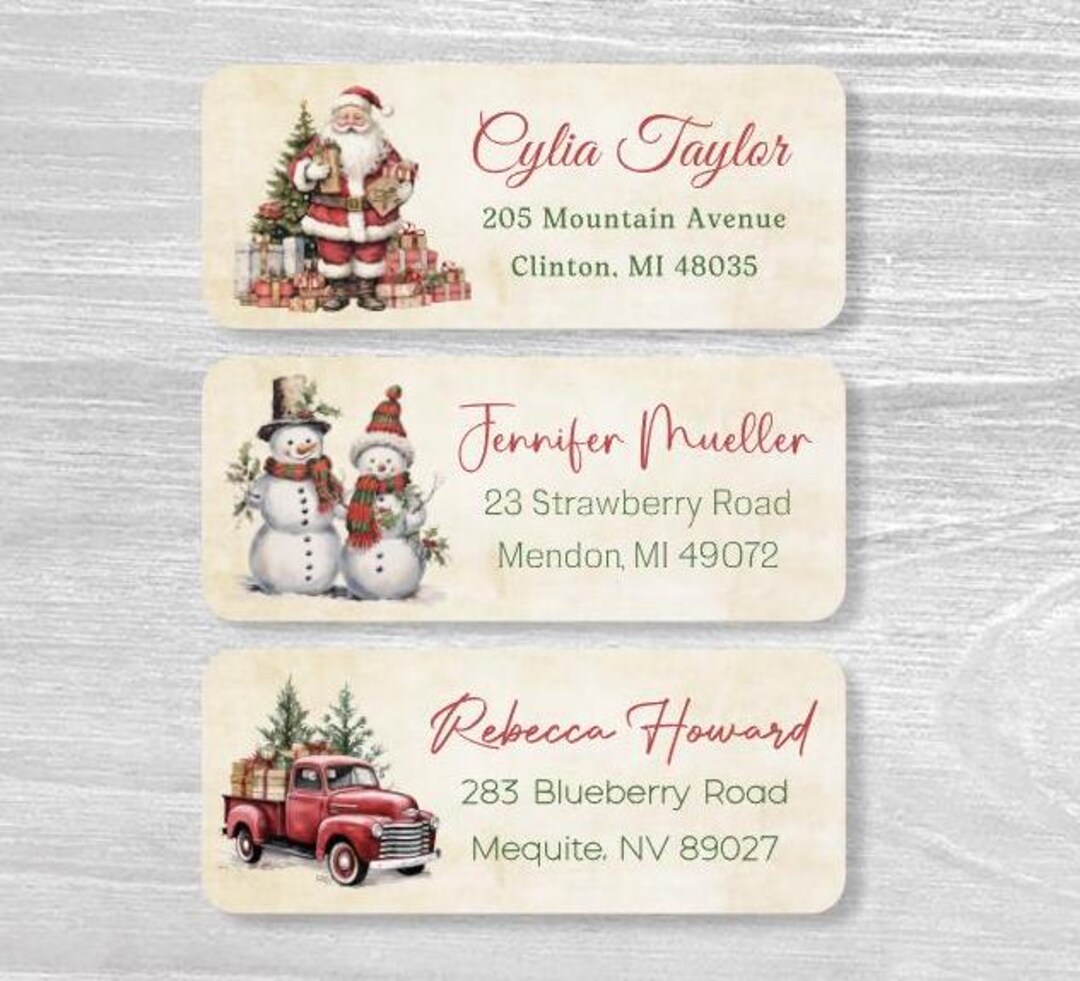 Set of 48 Personalized Vintage Style Christmas Tree Santa Clause Winter ...