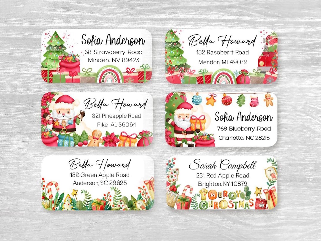 Set of 48 Personalized Christmas Santa Claus Tree Rainbow Flowers Gifts ...