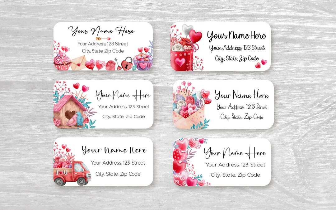 Set of 48 Personalized Watercolor Valentine's Love Heart Red Pink Cute ...