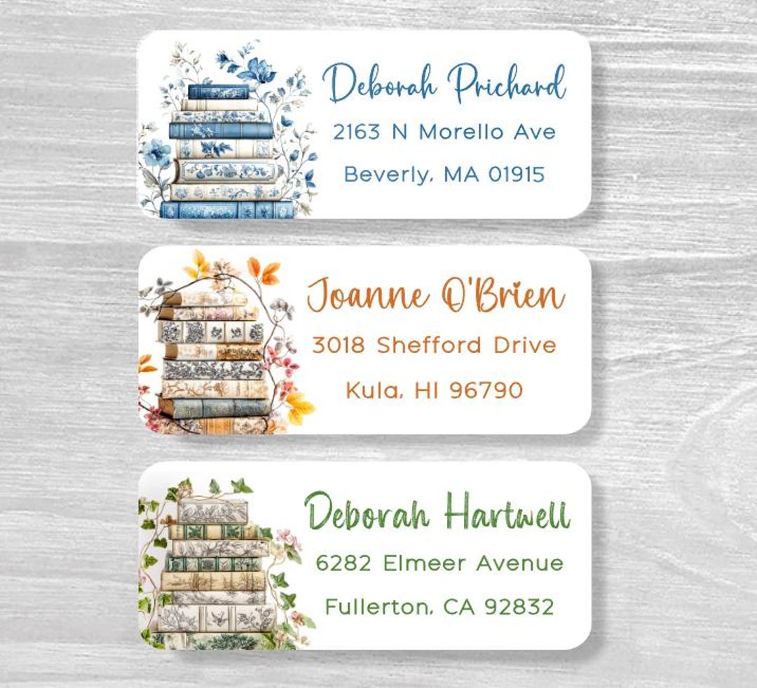 Set of 48 Seasons Library Personalized Book-theme Return Address Labels ...