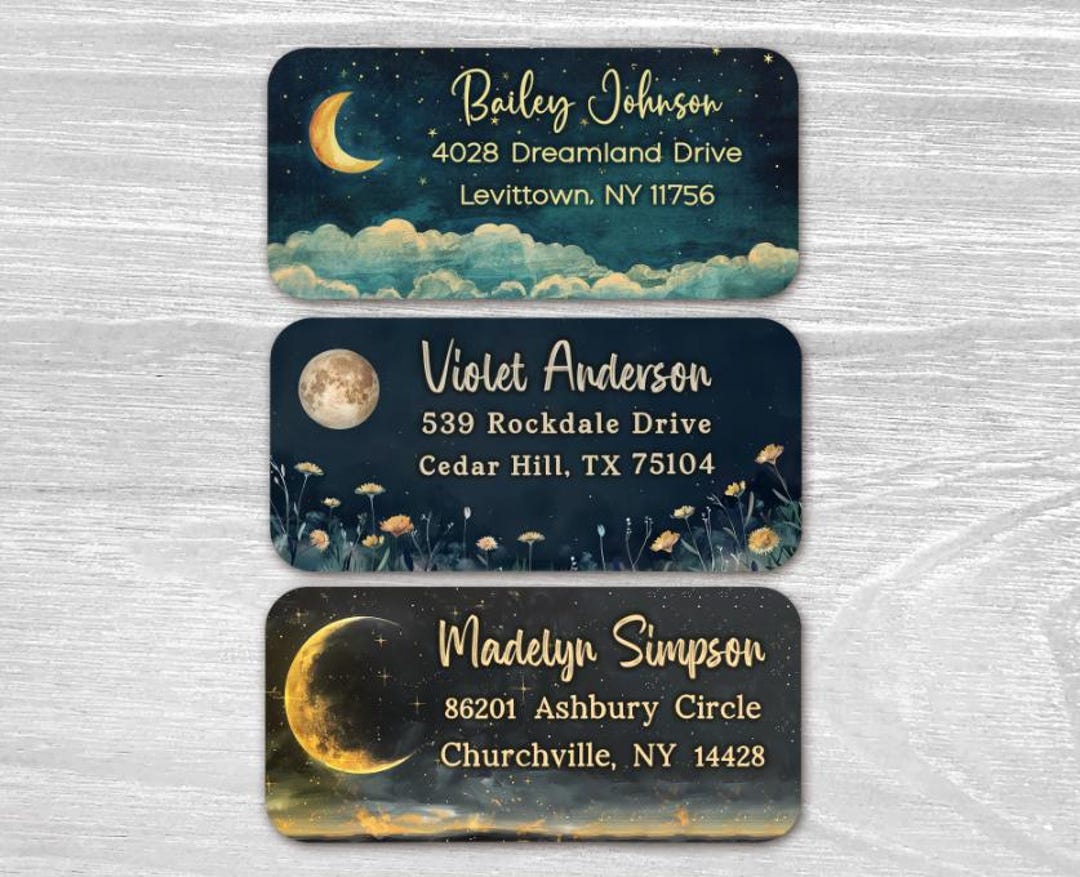 Set of 48 Personalized Moon Full Moon Galaxy Celestial Mystical ...