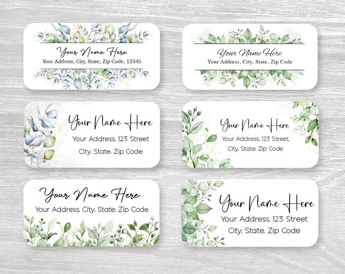 Set of 48 Personalized Elegant Classic Greenery Leaves Eucalyptus ...