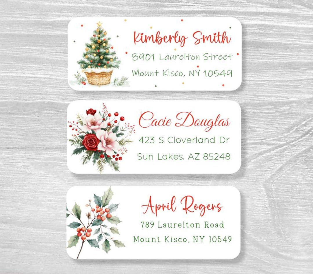 Set of 48 Personalized Christmas Wedding Return Address Labels ...