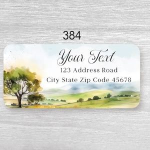 Personalized Watercolor Countryside Landscape Trees Mountain ...
