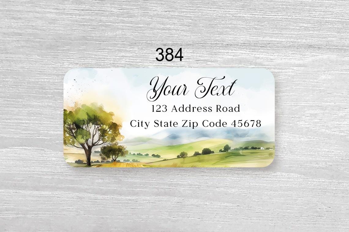 Personalized Watercolor Countryside Landscape Trees Mountain ...