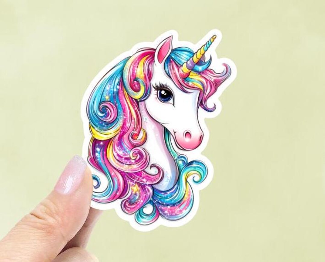 Sparkles Rainbow Unicorn Sticker, Vinyl Sticker, Scrapbooking, Journal ...