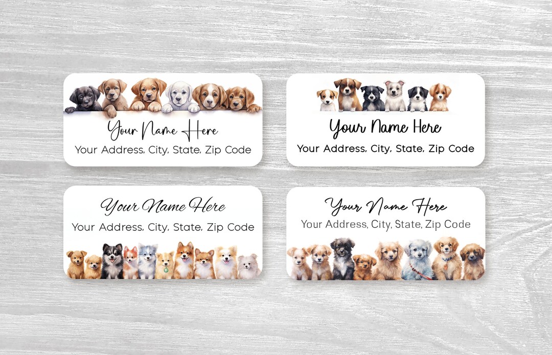 Set of 48 Personalized Cute Dogs Puppies Return Address Labels, Baby ...