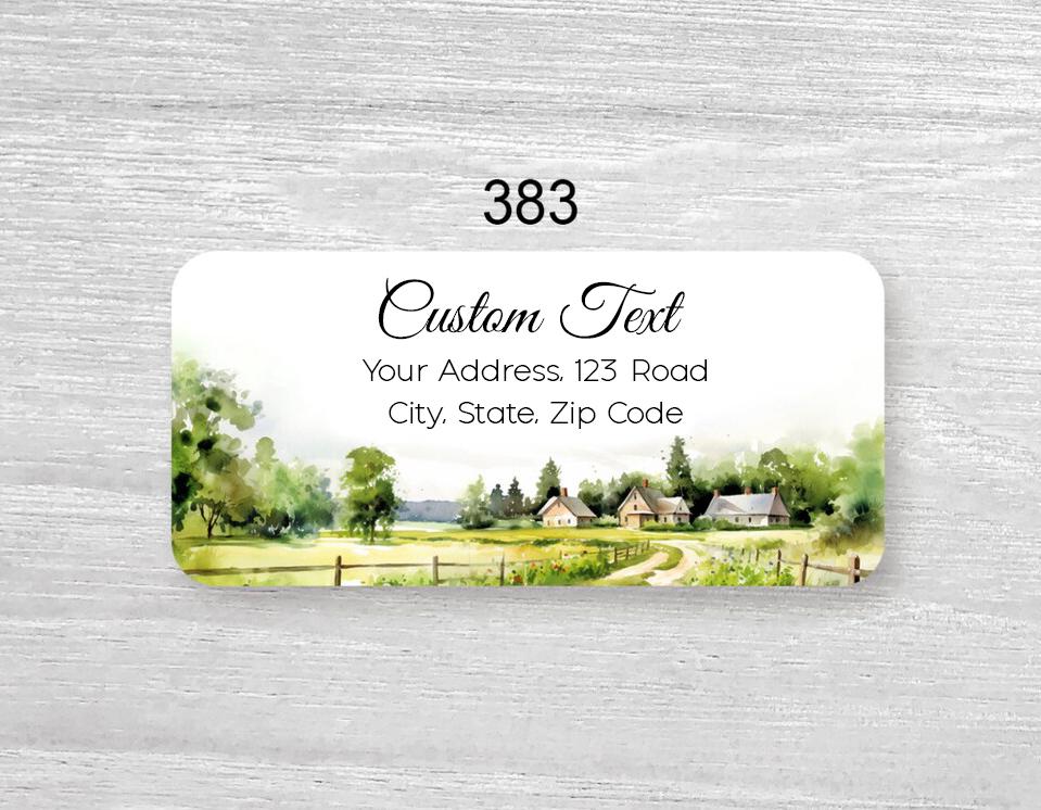 Personalized Watercolor Countryside Landscape Trees Mountain ...