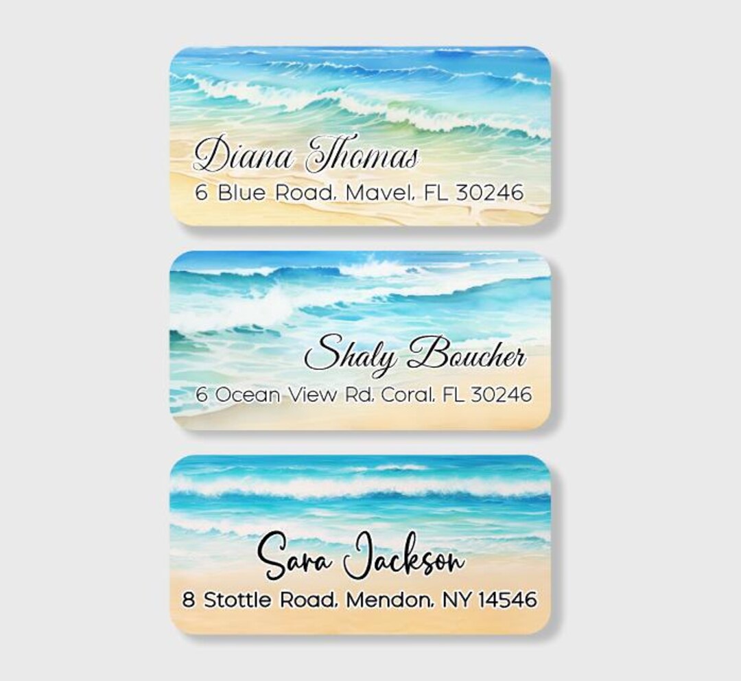 Personalized Return Address Labels, Beach Ocean Summer Tropical Aqua ...