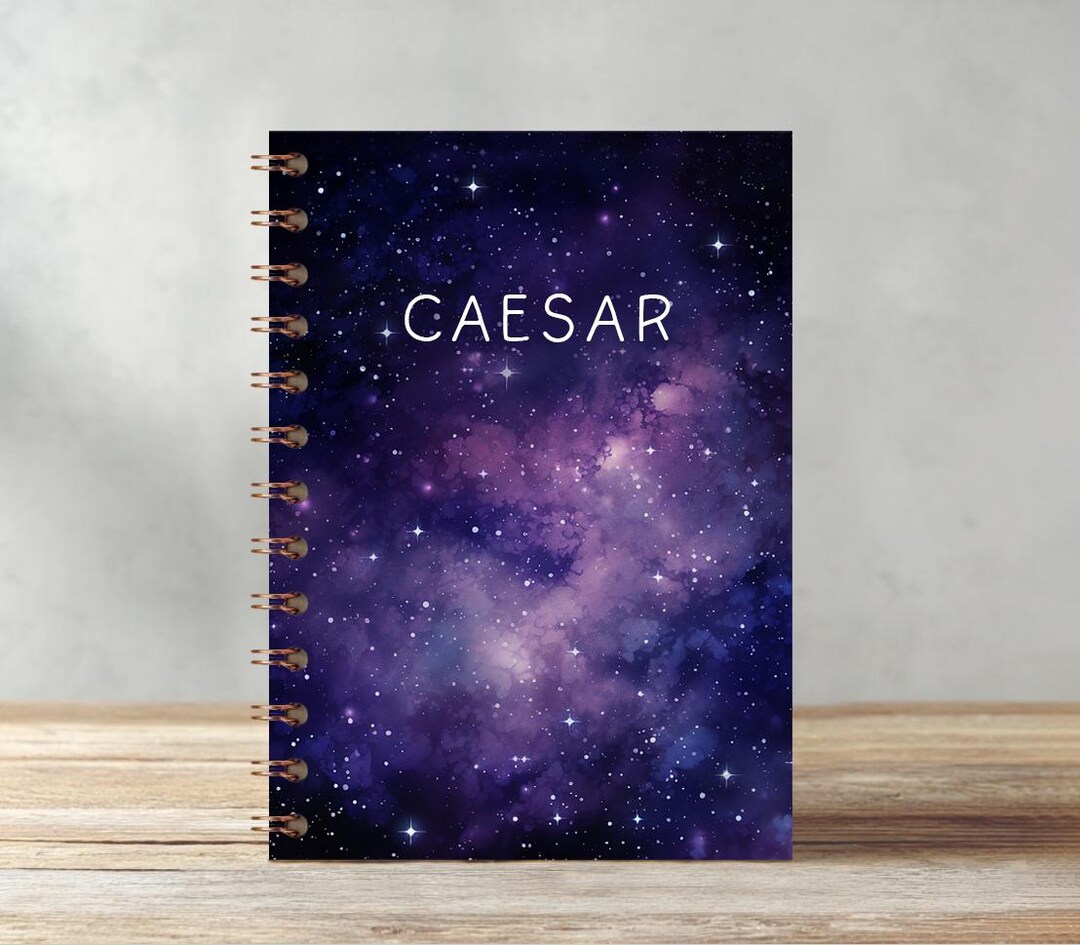 Galaxy Stars Spiral Notebook, Personalized Custom Name Sketch Book ...