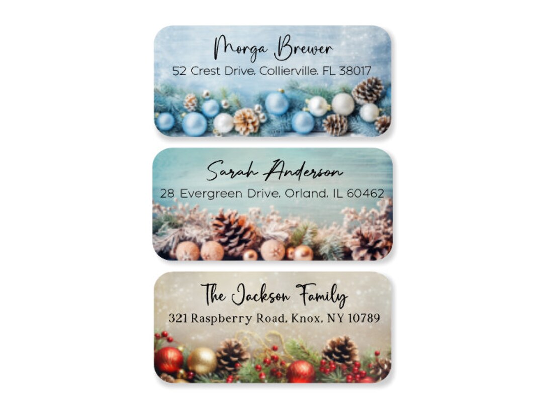 Set of 48 Personalized Christmas Winter Holiday Return Address Labels ...