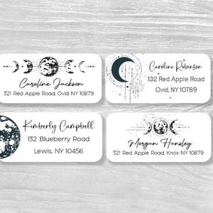 Set of 48 Full Moon, Moon Phase Return Address Labels, Custom Name ...