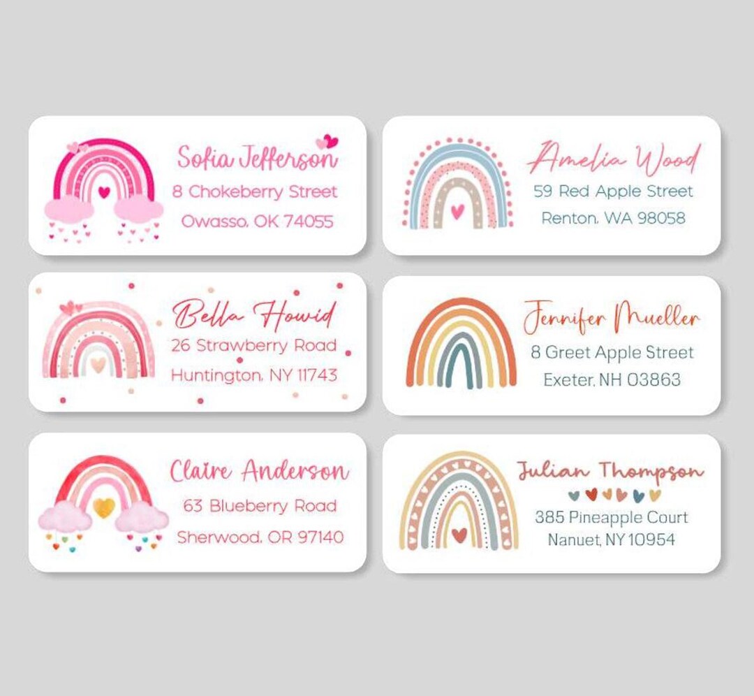 Set of 48 Personalized Valentine's Rainbow, Boho Rainbow, Pink Cute ...
