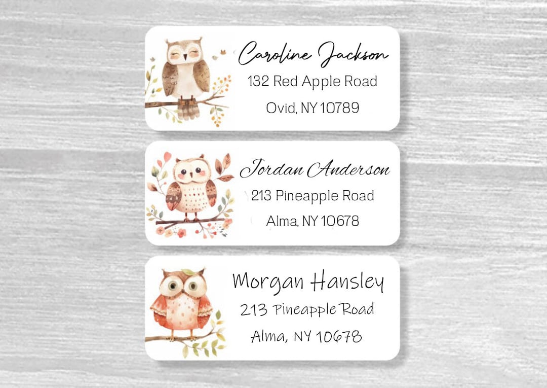 Set of 48 Personalized Cute Owl Custom Return Address Labels, Spring ...