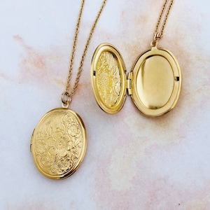 Oval Locket Necklace, Personalized Photos Locket Necklace, Gold Locket ...