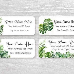 Personalized Watercolor Tropical Leaves Monstera Summer Return Address ...