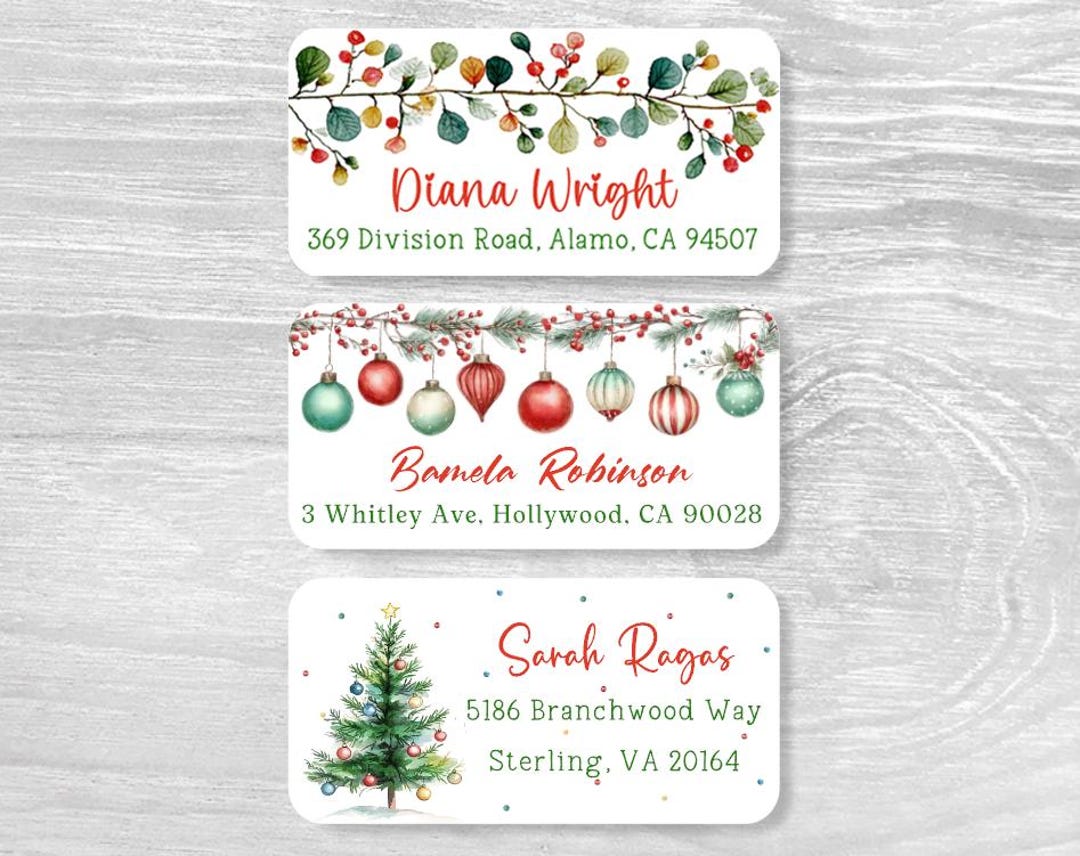 Personalized Christmas Return Address Labels, Business Custom Text ...