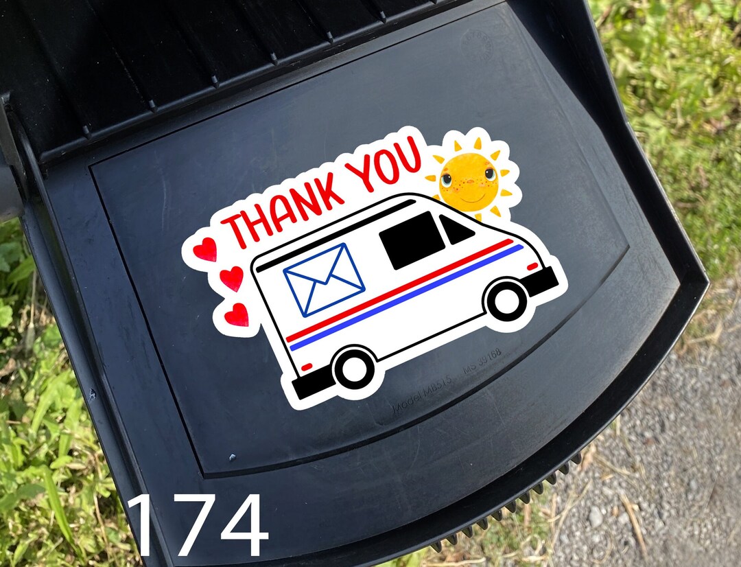 Mail Truck Thank You Vinyl Sticker Mailbox Door Sticker - Etsy