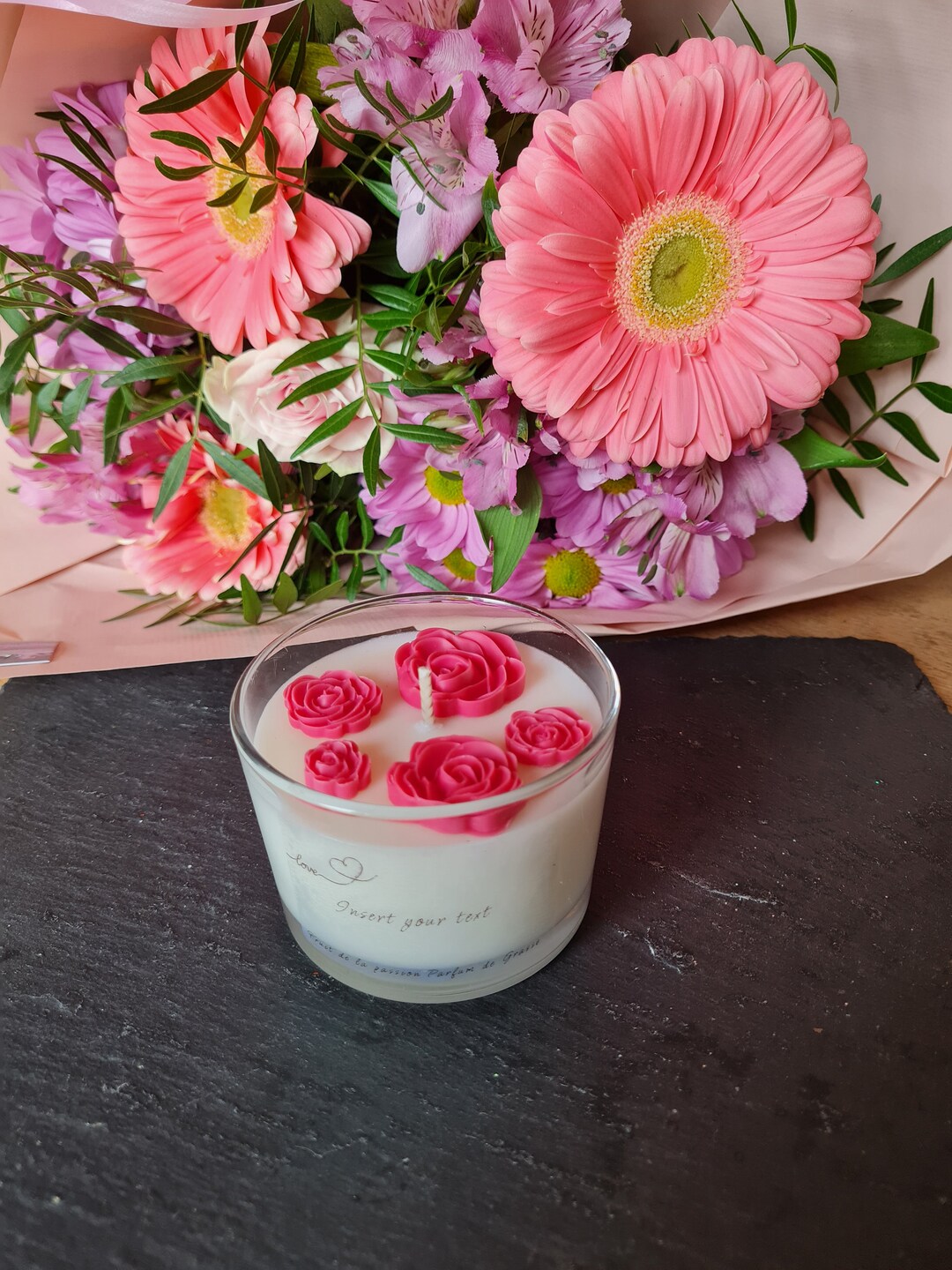 Beautiful Candle With Its Red Roses to Personalize Rose or Passion ...