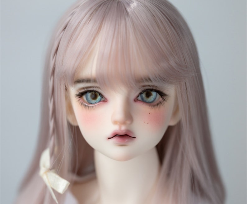 Braided BJD Doll Wig With Bangs: Straight Hair, 1/3 1/4 1/6 Size - Etsy