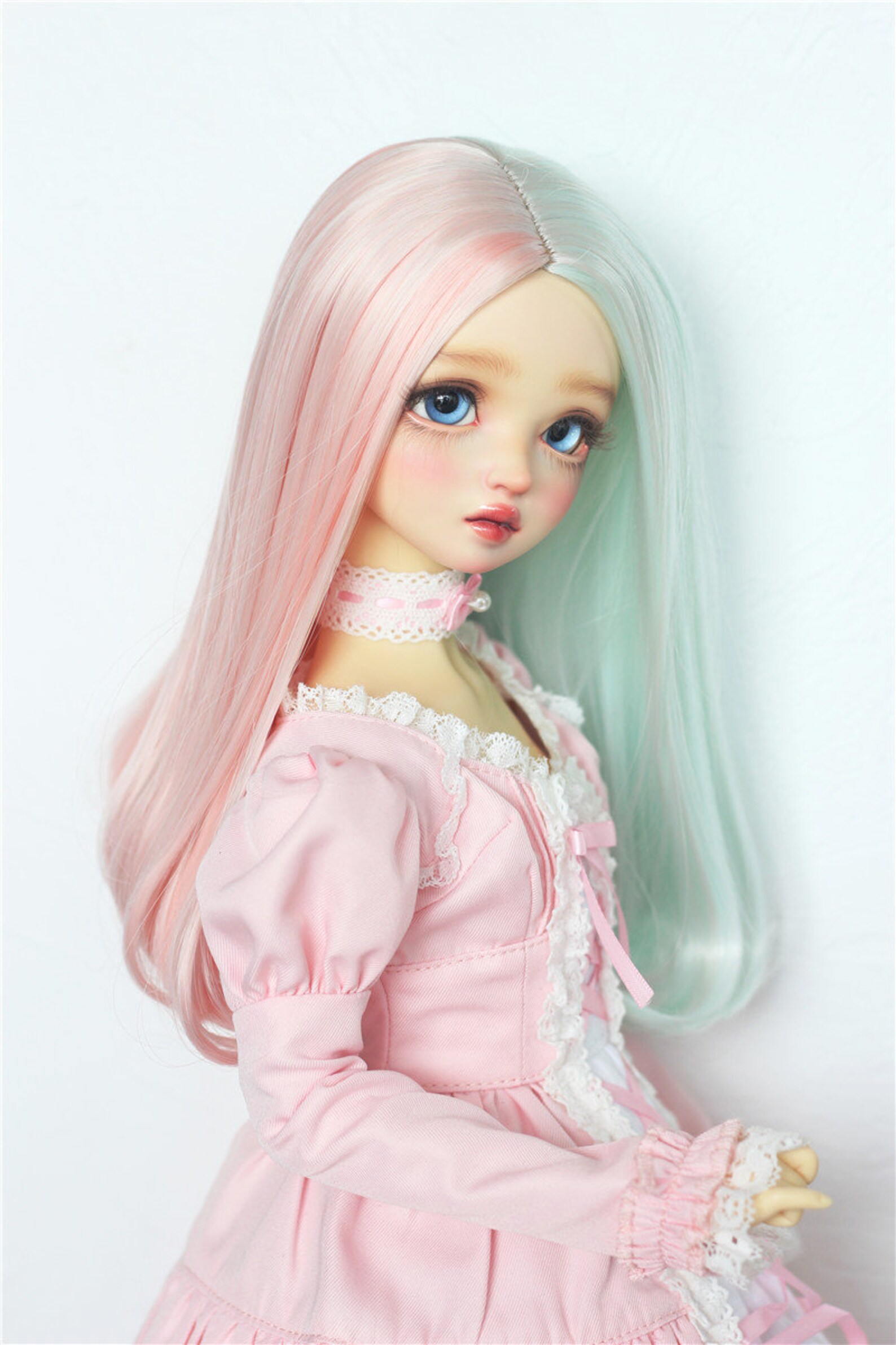 Pink & Green BJD Doll Wig: Fashion Long Hair (1/3 1/4 1/6) - Etsy