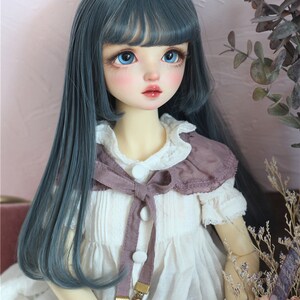 BJD Doll Wig Grey Green Bjd Wig Blonde Hair With Bang Fashion Long ...