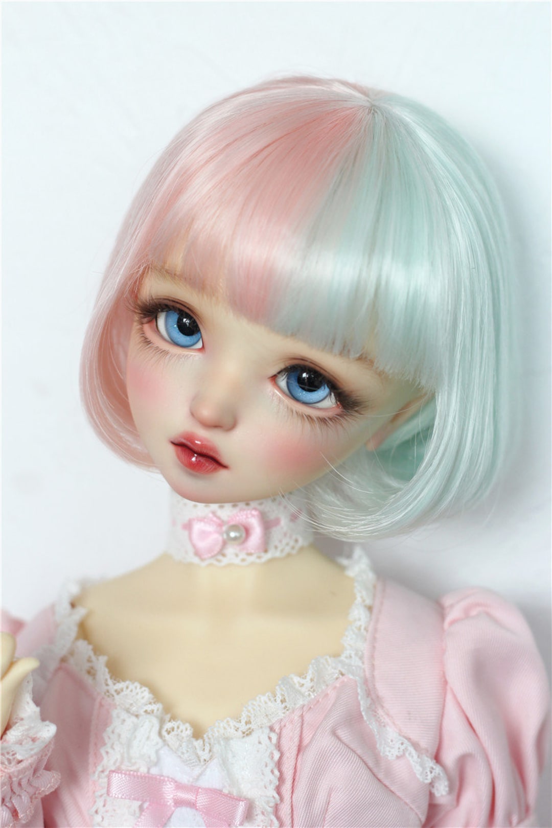 BJD Doll Wig Bjd Wig Red and Green Hair With Bang Fashion Short Hair ...