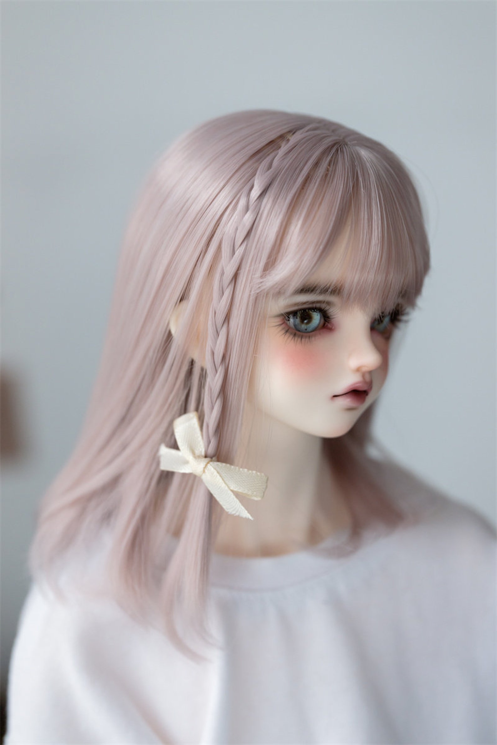 Braided BJD Doll Wig With Bangs: Straight Hair, 1/3 1/4 1/6 Size - Etsy