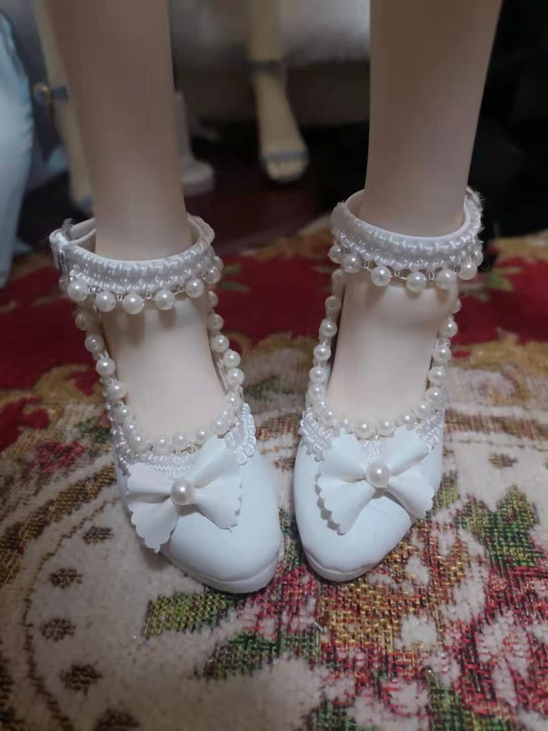 1/3 DD BJD Doll Shoes: White Princess High Heels (6.5-7cm Feet) - Etsy