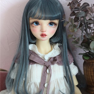 BJD Doll Wig Grey Green Bjd Wig Blonde Hair With Bang Fashion Long ...