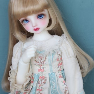 BJD Doll Wig Grey Green Bjd Wig Blonde Hair With Bang Fashion Long ...