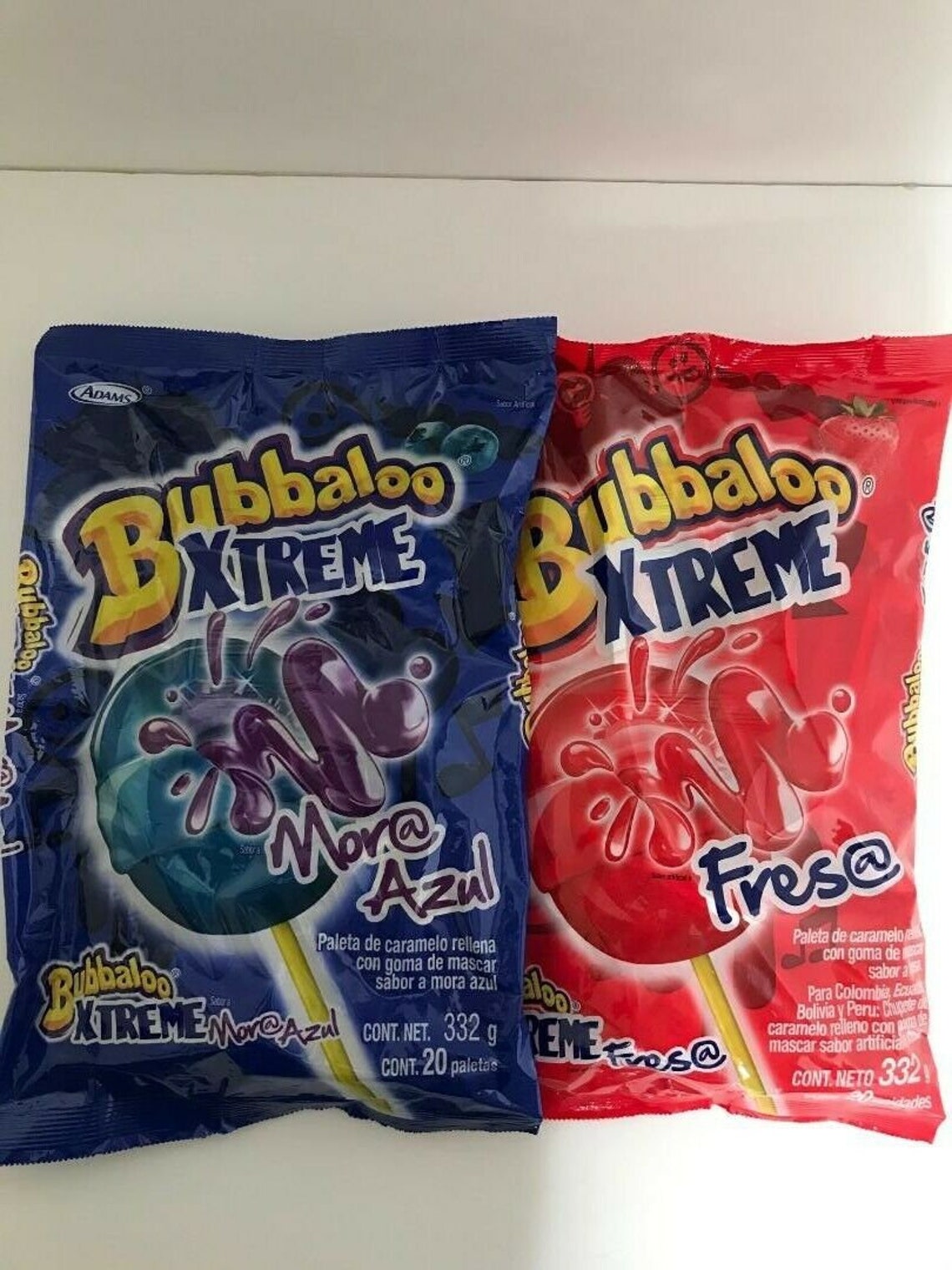 2x Bag of 20 pcs Bubbaloo Xtreme Paletas Sabor Fresa & Mora | Etsy
