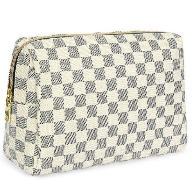 Brown Checkered Bag /Makeup Bag / Designer Inspired Bag / | Etsy