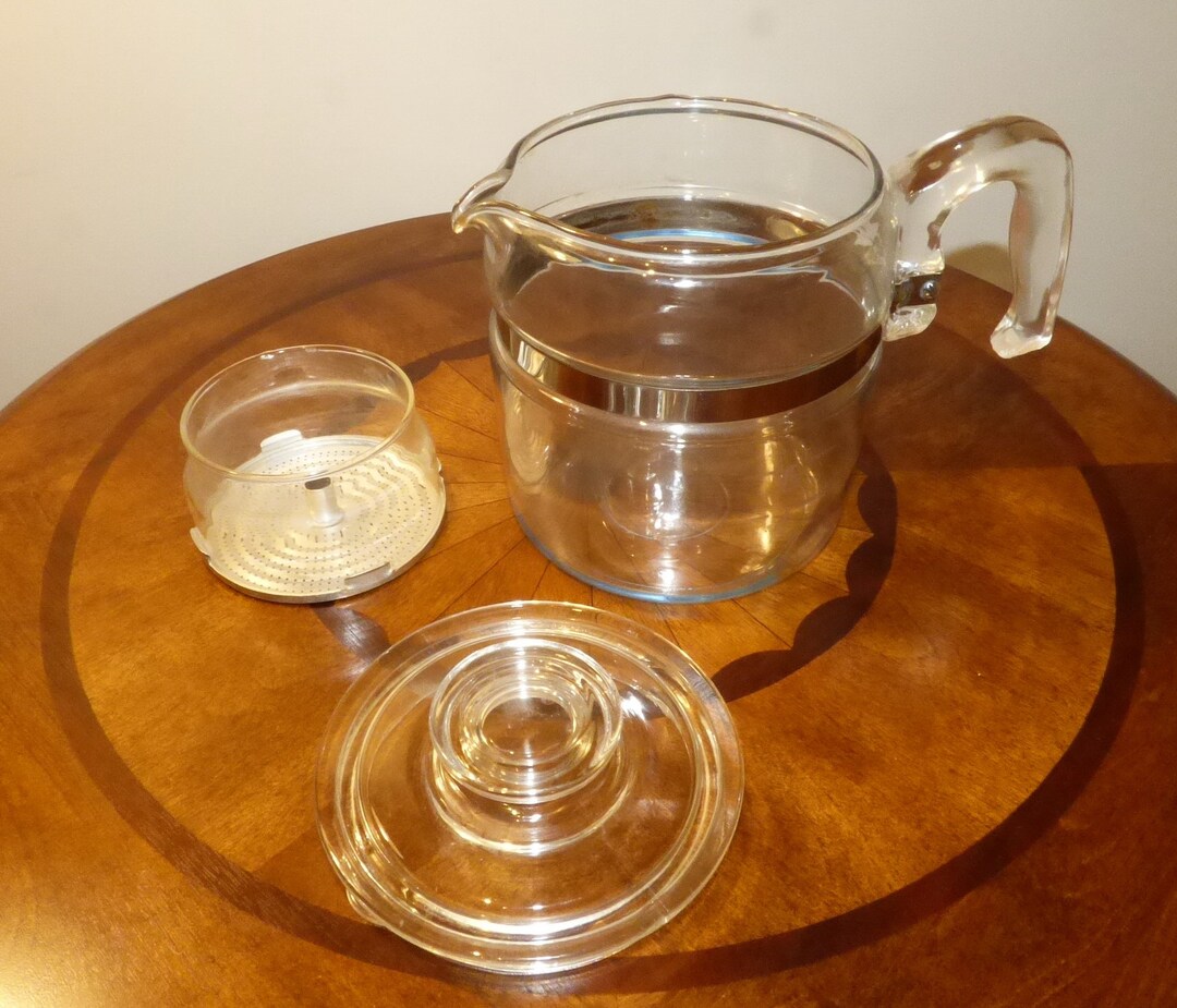 PYREX 6 Cup Clear Glass FLAMEWARE Coffee Percolator 7756 B. No Pump ...