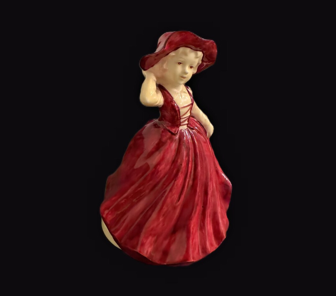 Musical Figurine Rare LADY in RED, 1970s Revolving Ceramic Music Box ...