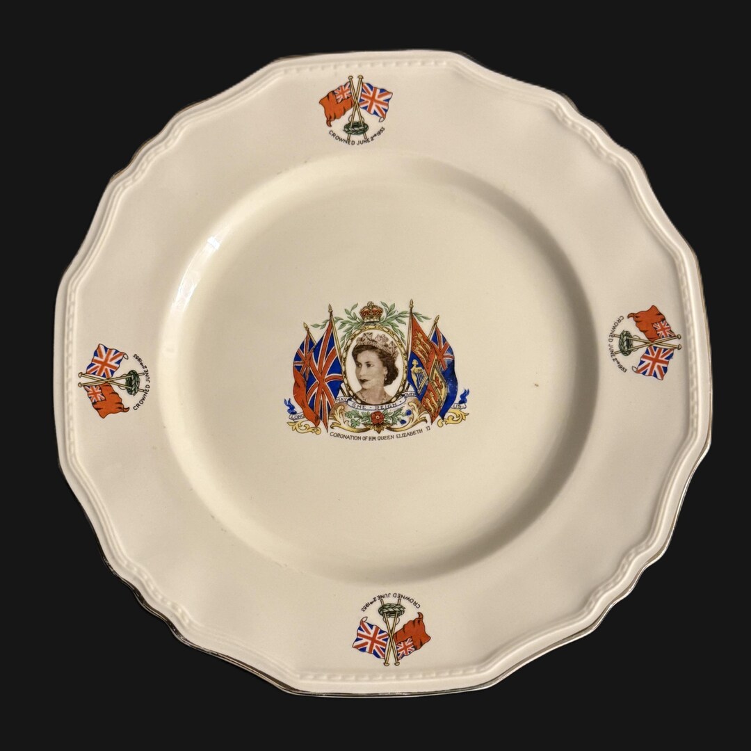 H M Queen Elizabeth II Coronation 10” Commemorative Plate 1953, Alfred ...