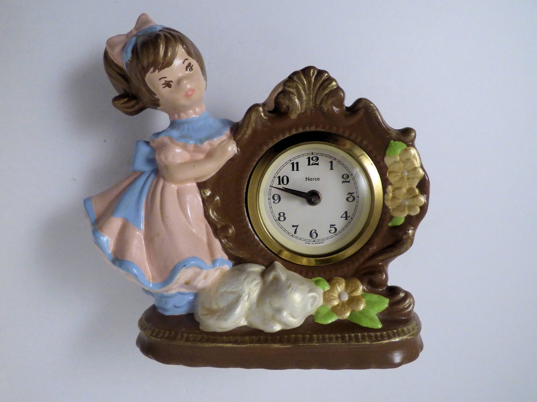 CUTE 1970s West Germany Narco Ceramic Mechanical Wind up Clock Hand ...