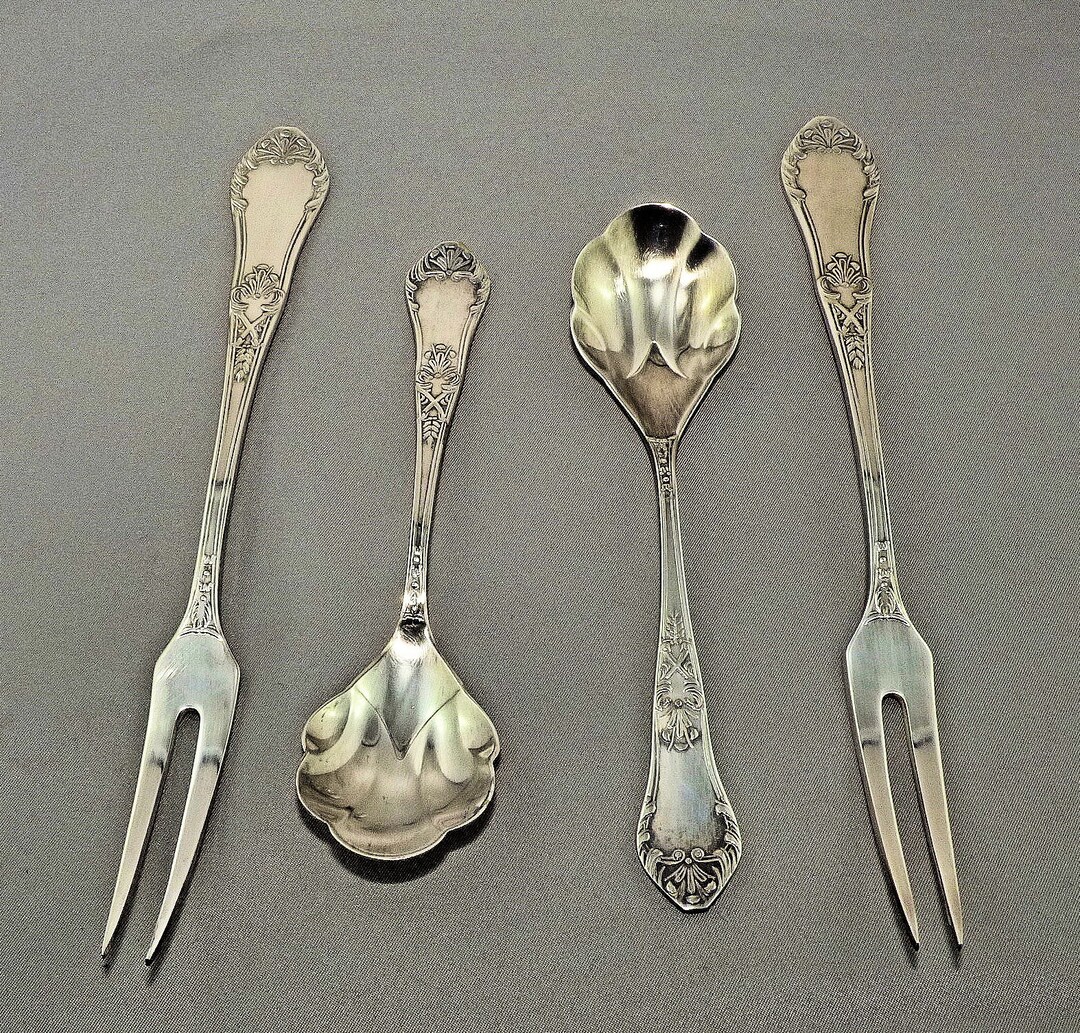 FRAGET 1930s 2 Sugar Spoons / 2 Carving Forks GORGEOUS Romanesque ...