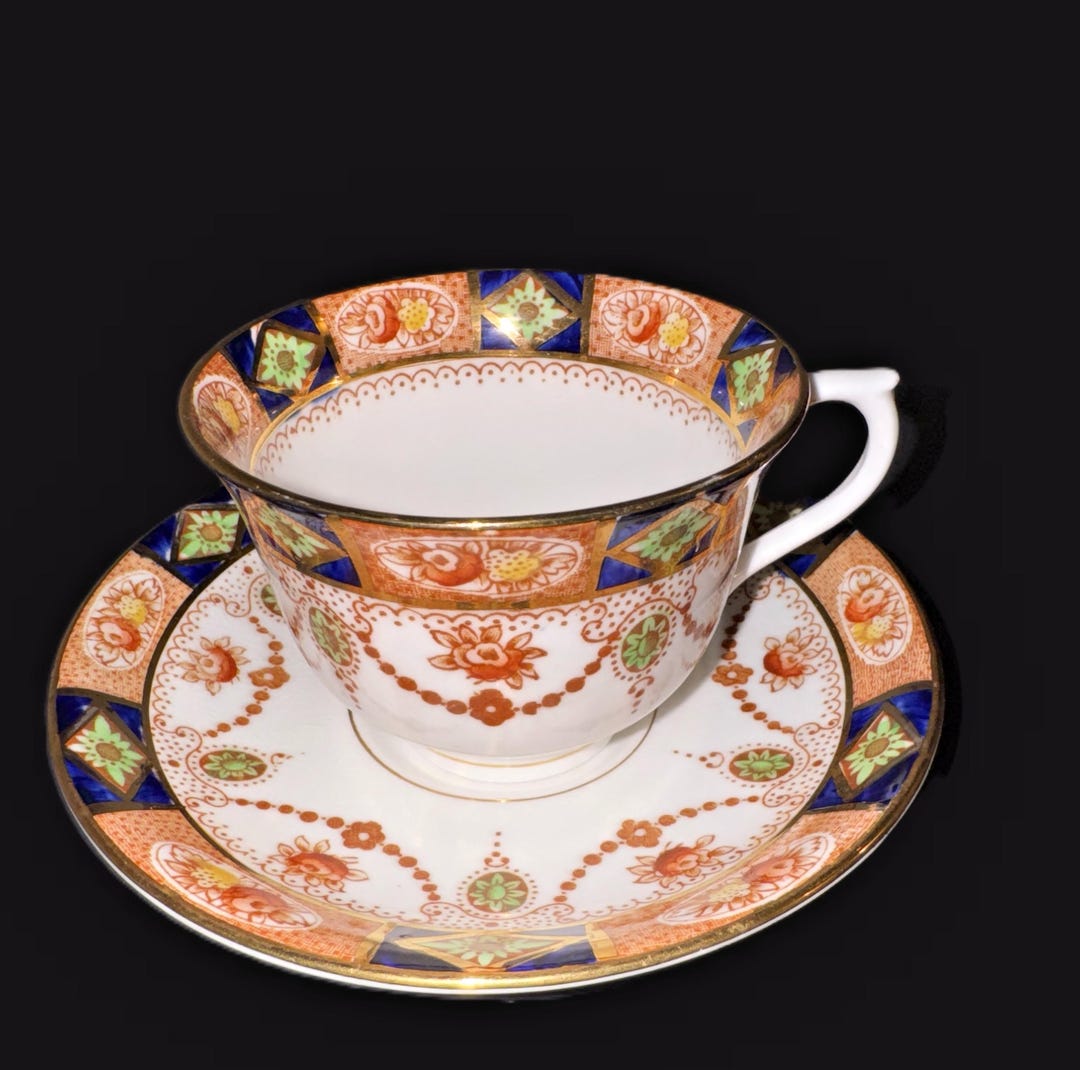 Colclough Bone China 1930s Imari Hand Painted Teacup and Saucer. LOVELY ...