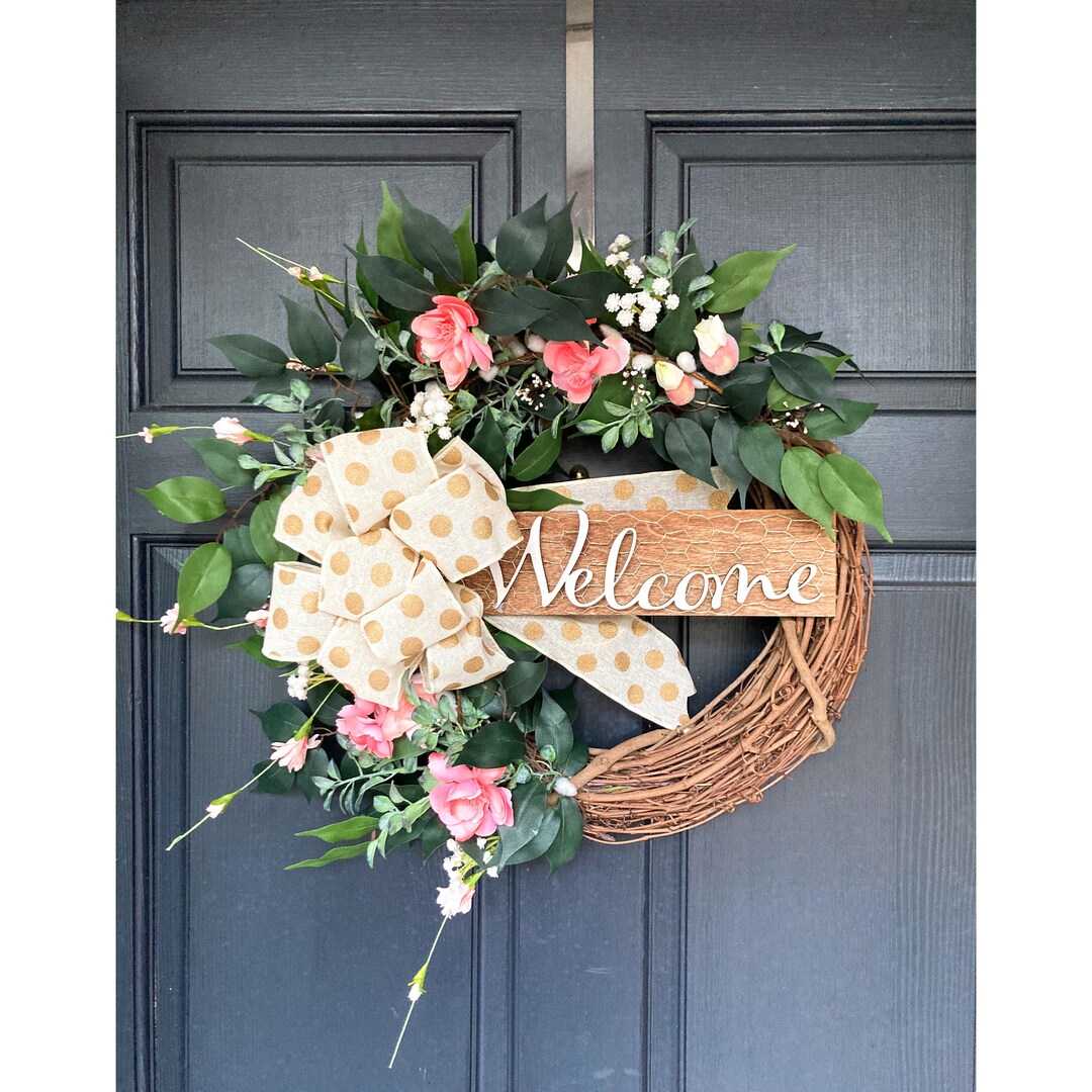 Farmhouse Floral Wreath, Spring Wreath - Etsy