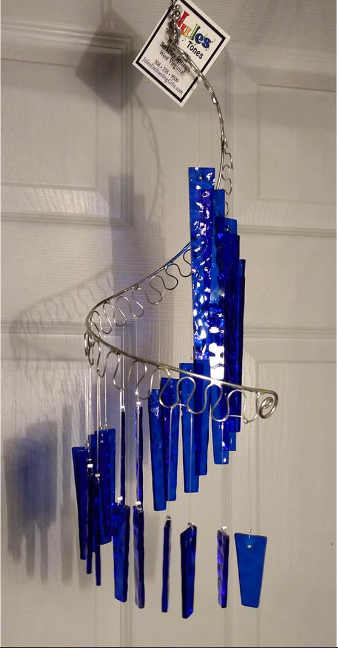Blues in the Night Glass Spiral Wind Chimes - Jules Tones - Etsy