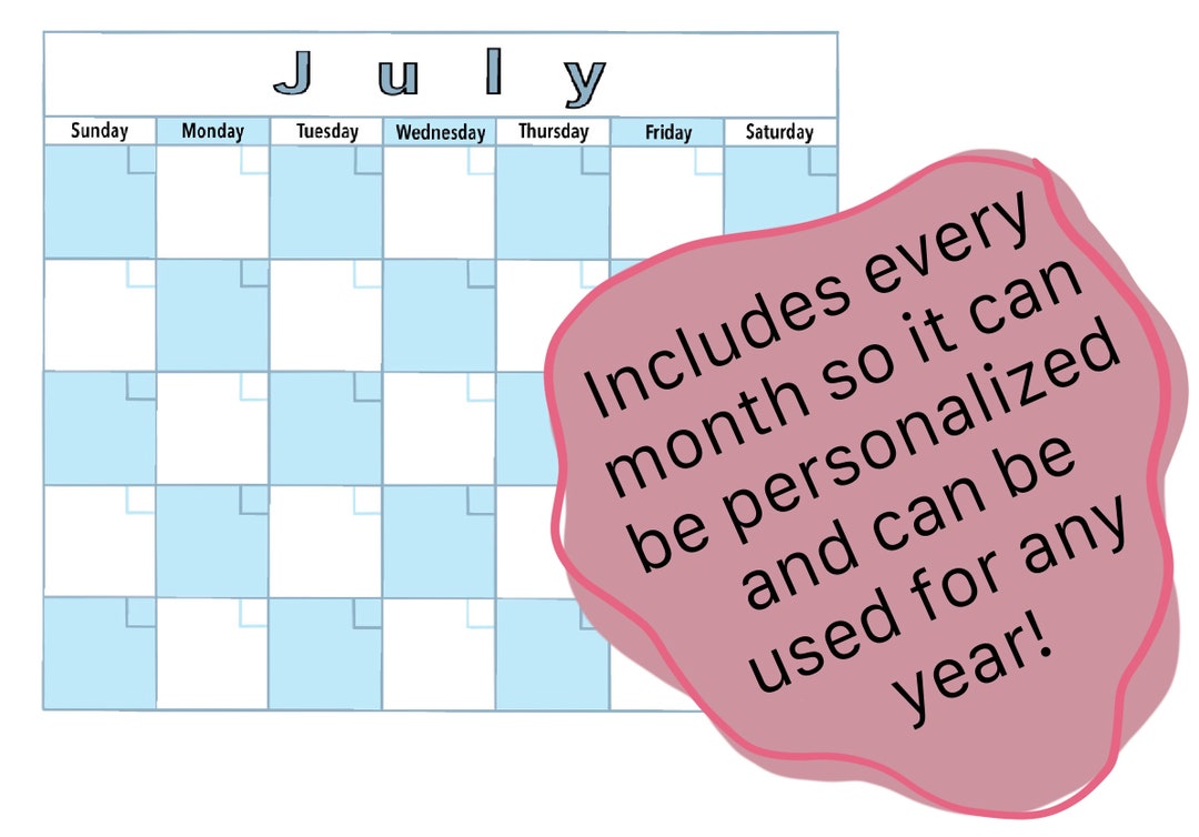 Simple Calendar File - Etsy