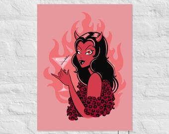 Vince Ray Digital Print on Stretched Canvas Frame Devil Girl - Etsy