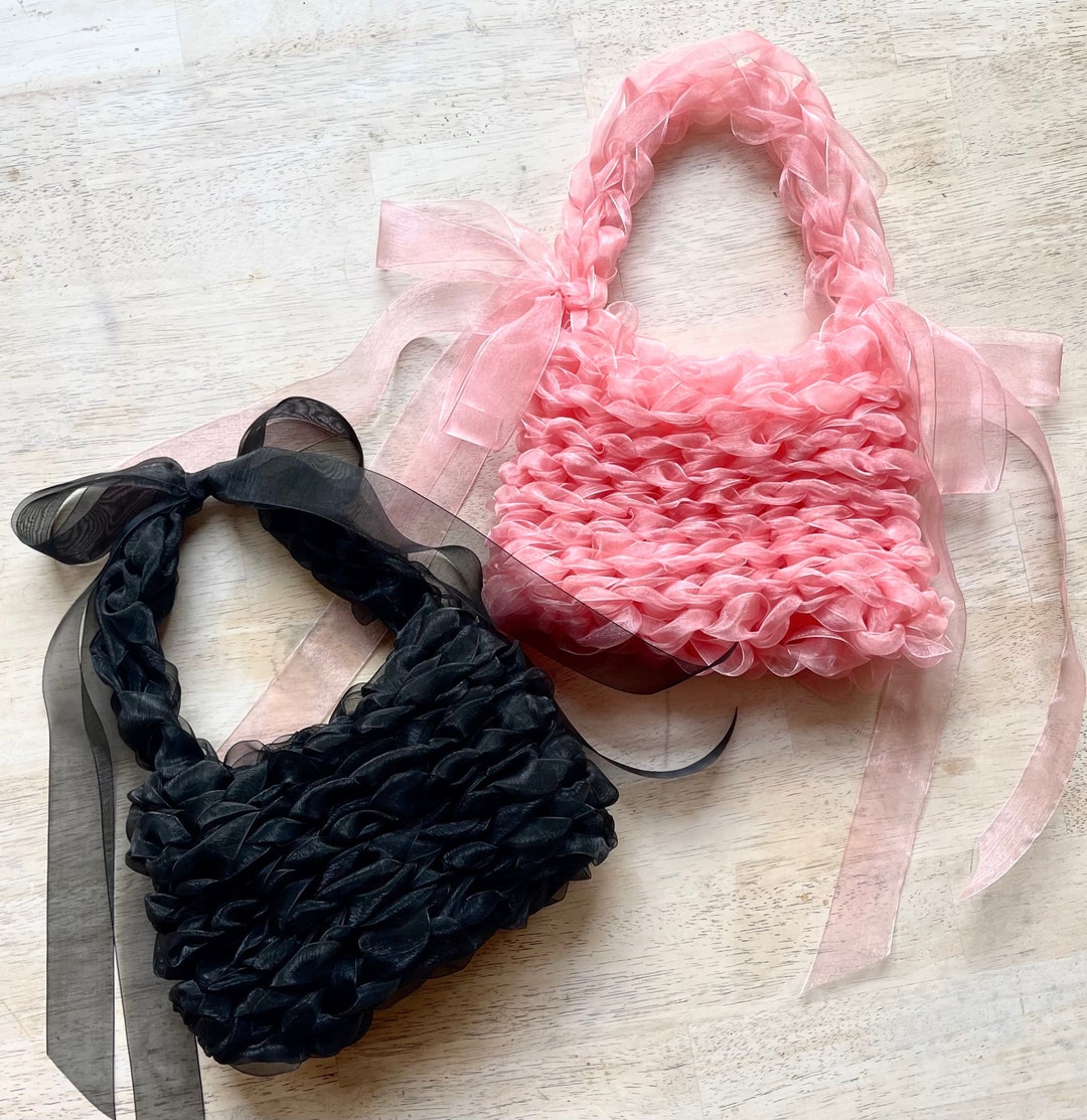 Crochet Ribbon Purse Pattern, Beginner Crochet Pattern, Crochet Bag ...