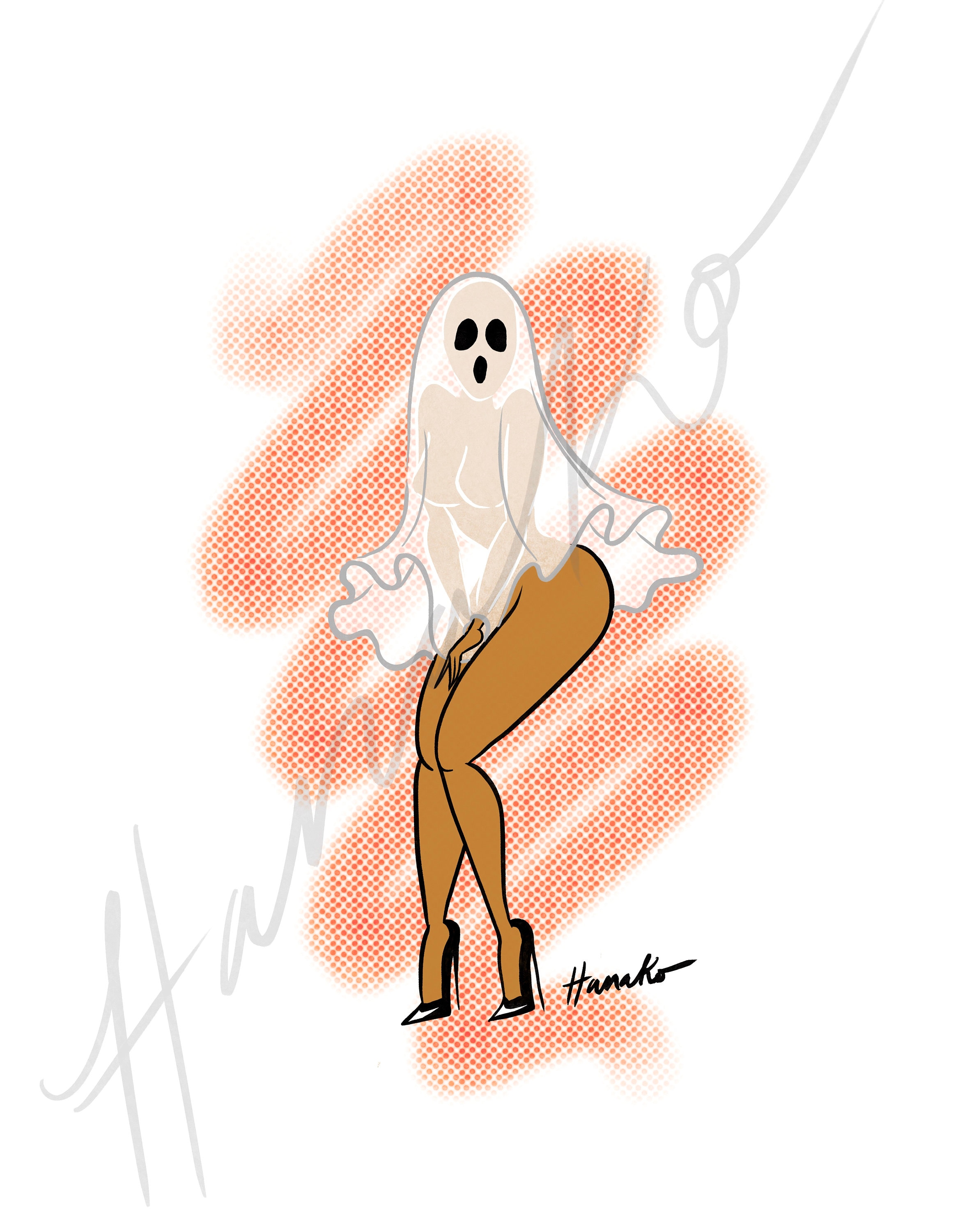 Fantasma Spooky Sexy Pin Up Digital Descargar Halloween Vintage Decoración Del Hogar Scary