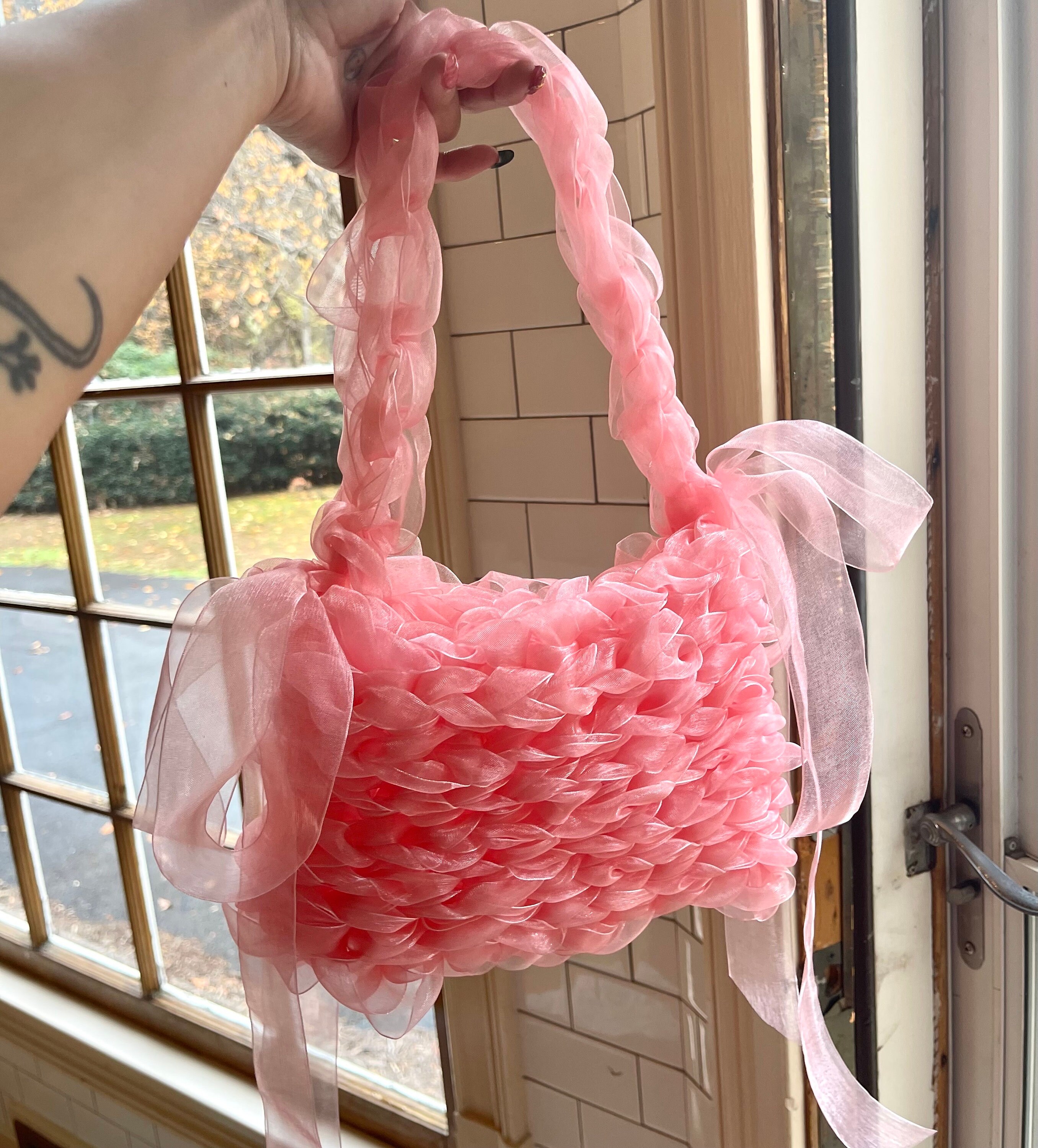 Crochet Ribbon Purse Pattern, Beginner Crochet Pattern, Crochet Bag ...