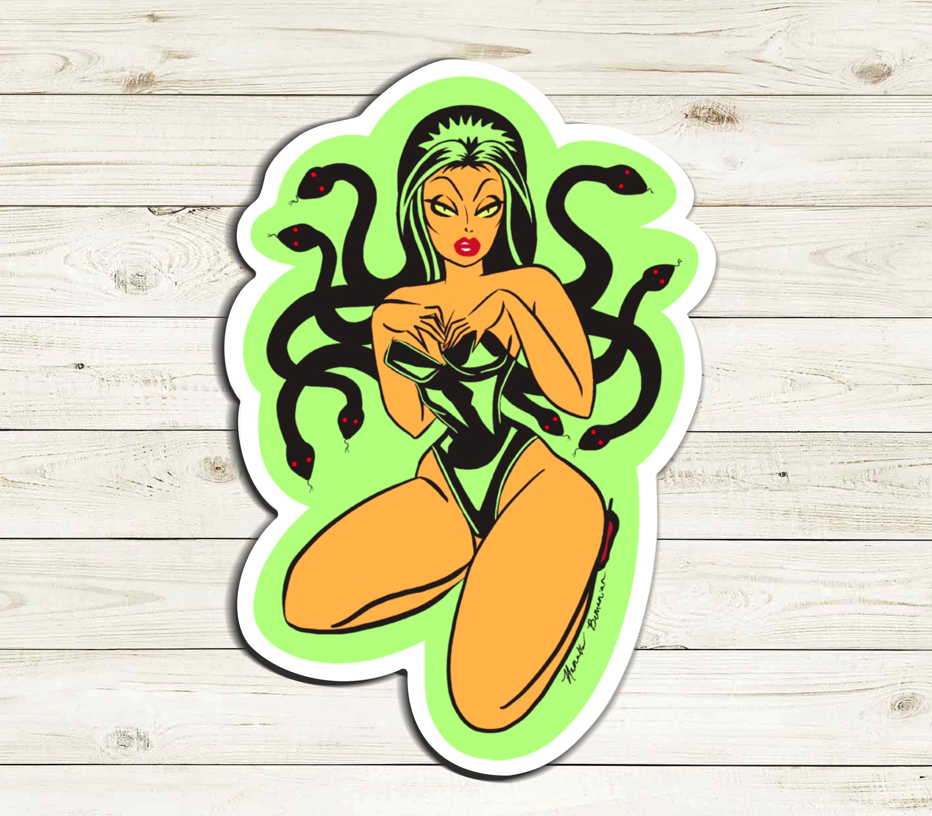 Medusa Halloween Spooky Sexy Sticker Vintage Pin Up Home Decor Scary Haunted Digital Etsy
